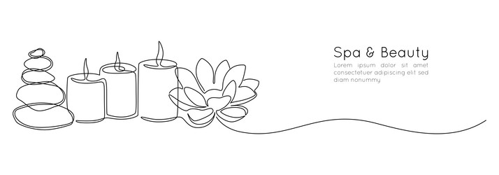 One continuous line drawing of wellness and spa Vector Image