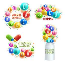 Mineral vitamin supplement icons calcium iron Vector Image