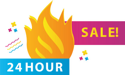 24 hours sale countdown lettering with hourglass Vector Image