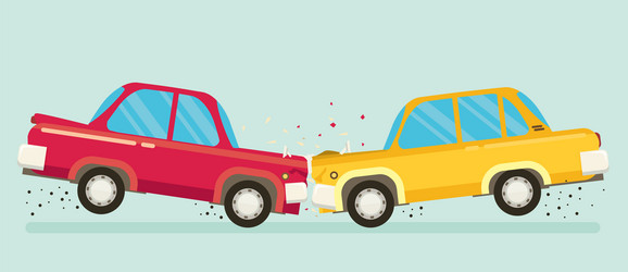 Car crash two cars hit head-on flat design Vector Image