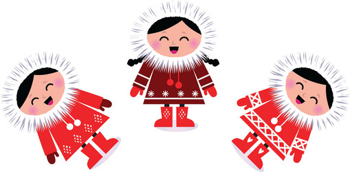 Cute eskimo kids Royalty Free Vector Image - VectorStock