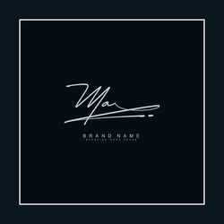 Handwritten signature logo for initial letter ma Vector Image