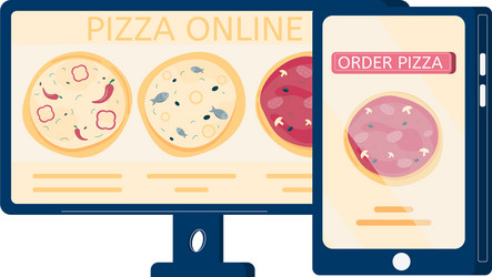 Pizza order flat concept Royalty Free Vector Image