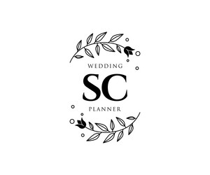 Sc initials letter wedding monogram logos Vector Image