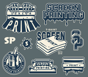 Big collection of screen printing elements Vector Image