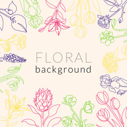 Rectangular floral frame one line colorful Vector Image