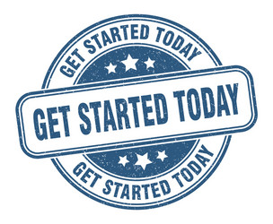 Get started today stamp label Royalty Free Vector Image
