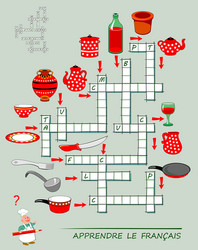 Learn french crossword puzzle game with animals Vector Image