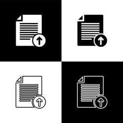 Set upload inbox icons isolated on black and white