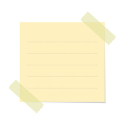 Yellow sticky note taped office memo paper Vector Image