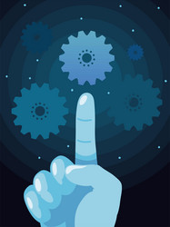 Hand and gear machinery Royalty Free Vector Image