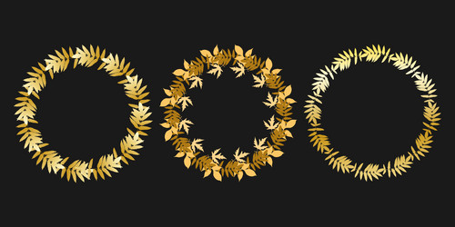 Gold leaves isolated round set leave Royalty Free Vector