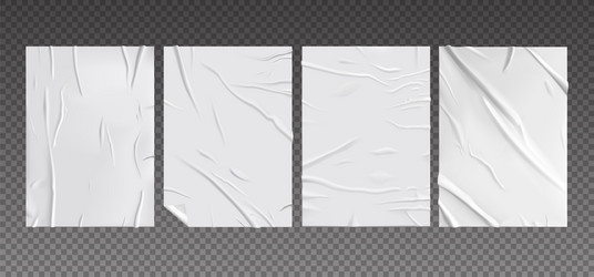 Wet paper realistic glued and wrinkled Royalty Free Vector