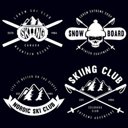 Vintage ski or winter sports logos badges Vector Image