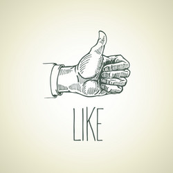 Artistic or drawing of thumb up hand gesture Vector Image