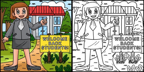Welcome back students cartoon clipart Royalty Free Vector