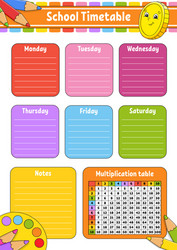 Colorful multiplication table from 1 to 10 Vector Image