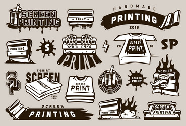 Screen printing silk screenprinting logo Vector Image