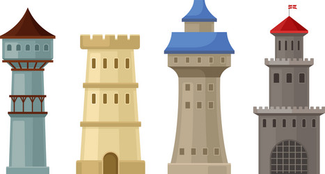 High stone towers with castellation walls Vector Image