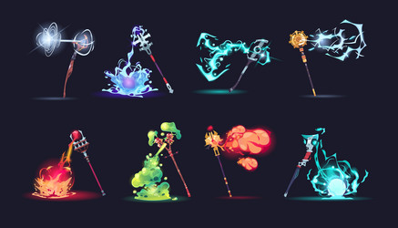 Magic staff icon cartoon wizard weapon fantasy Vector Image