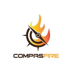 Compass with fire logo Royalty Free Vector Image