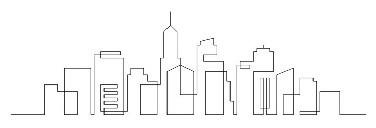 One line city building Royalty Free Vector Image