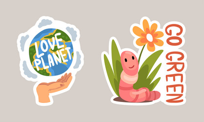 Go green sticker with crocodile and green leaf Vector Image