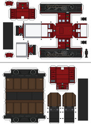 Paper model an old red diesel locomotive Vector Image