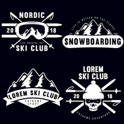 Vintage ski or winter sports logos badges Vector Image