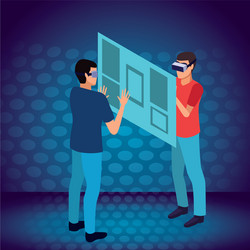 Virtual reality technology experience cartoon Vector Image