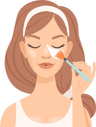 Girl washing her face with special skincare soap Vector Image