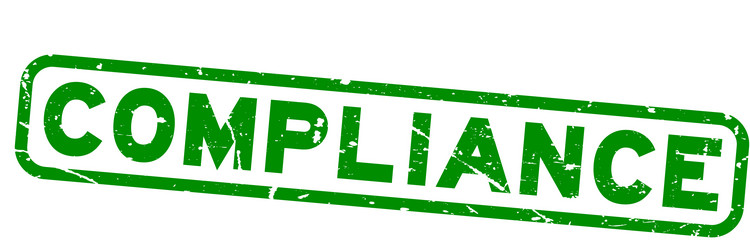 Grunge green compliance word rubber seal stamp Vector Image