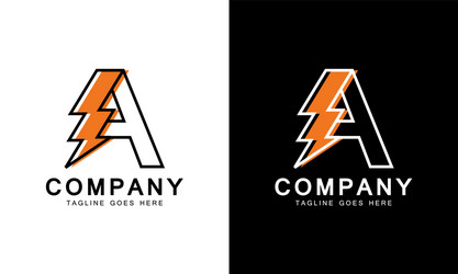 Letter a with thunder bolt lightning flash icon Vector Image