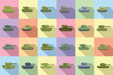 Battle tank icons set simple war combat Royalty Free Vector