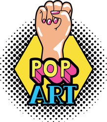 Hand in sign power pop art Royalty Free Vector Image