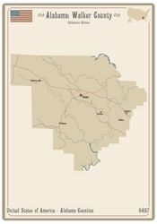 Map of walker county in alabama usa Royalty Free Vector