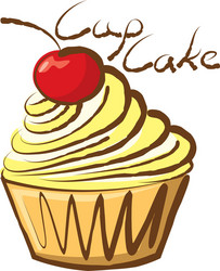 Muffin with cream cute kawaii food cartoon Vector Image