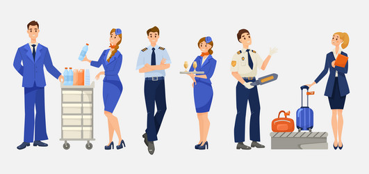 Airplane crew or staff flat Royalty Free Vector Image