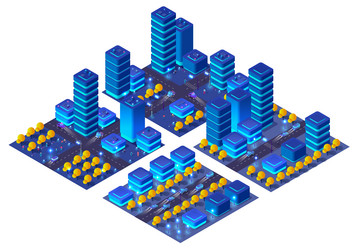 City urban area map isometric night lights Vector Image