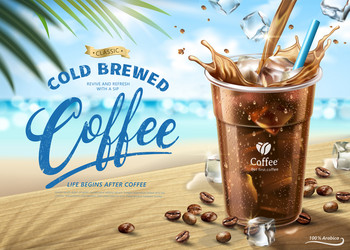 Cold brewed coffee ads Royalty Free Vector Image