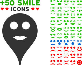 Pity smiley map marker icon with bonus emotion set