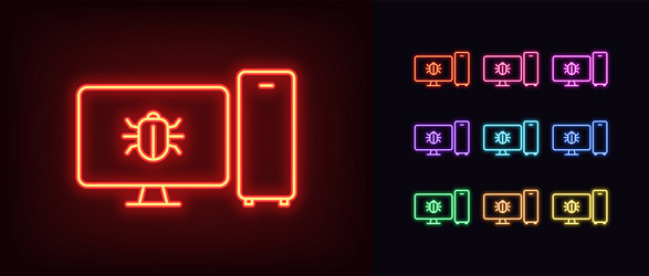 Outline neon laptop icon set glowing neon laptop Vector Image