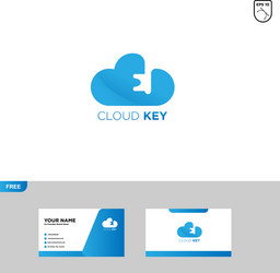 Cloud key logo design free business card template Vector Image