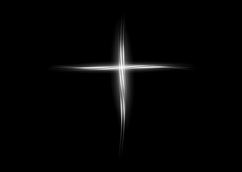Cross of light shiny with white lights frame Vector Image