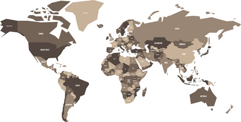 Political map of world simplified map Royalty Free Vector