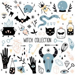 Witch magic design elements set Royalty Free Vector Image