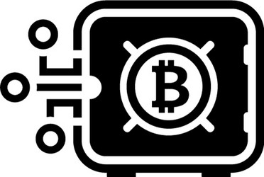 Bitcoin safe box button icon Royalty Free Vector Image