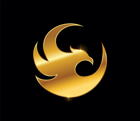 Golden flying eagle logo icon Royalty Free Vector Image