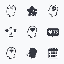 Head with brain icon male human symbols Royalty Free Vector