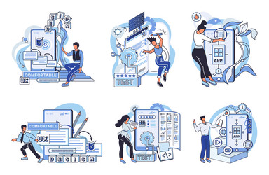 Application testing metaphor app test Royalty Free Vector